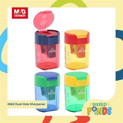 1pc Mandg Dual Holes Pencil Sharpener Assorted Colors For Big And