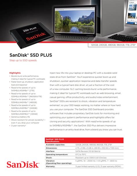 Sandisk Ssd Plus Sata Ll 25 Solid State Drive 1tb 2tb Intemal Ssd
