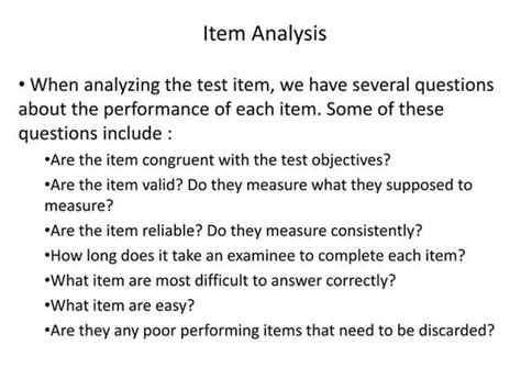 Item Analysis Ppt Pptx Standardized Testing Educational Assessment