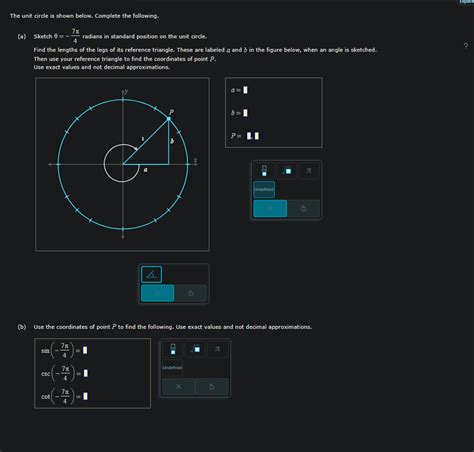 Solved E Unit Circle Is Shown Below Complete The Following Chegg