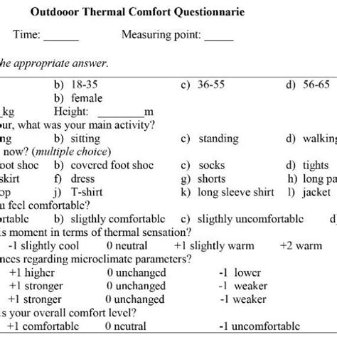 View Of The Questionnaire Form Source Authors Originally In Serbian