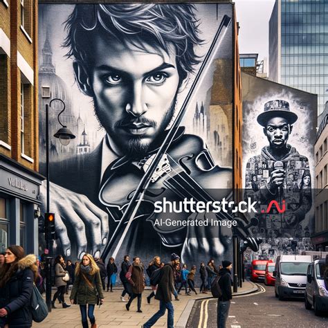 People Pass Two Street Art Frescoes Ai Generated Image 2407563345