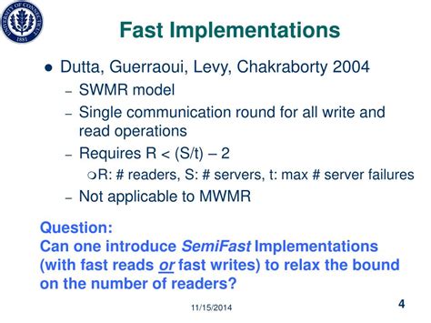 Ppt Fault Tolerant Semifast Implementations Of Atomic Readwrite