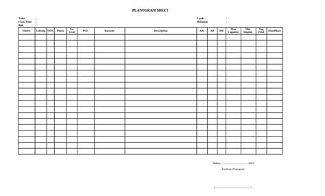 Blank Planogram Sheet Pdf