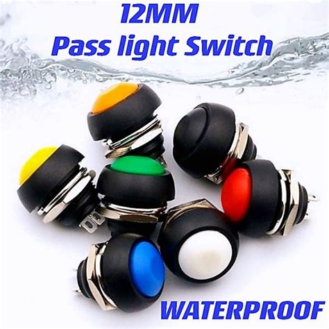 12mm Waterproof Momentary Push Button Switch Mini Driving Passing Light