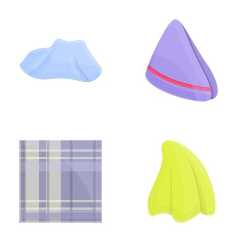 Ícones De Lenço Set De Vetor De Desenho Animado Lenço De Algodão Em Várias Cores Vetor Premium