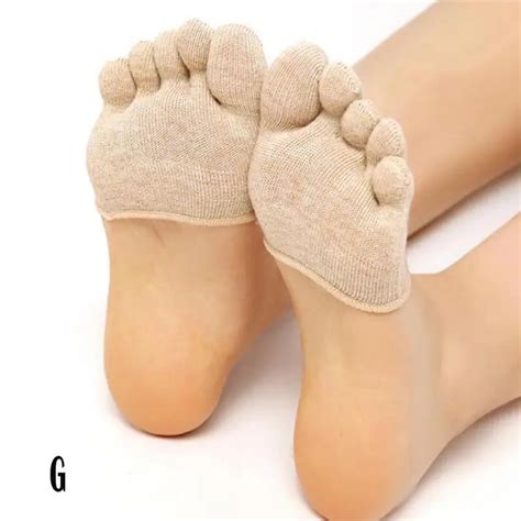 1 Pair Thin Open Toe Women Socks Breathable Invisible Socks Pad Cushion Foot Five Non Slip