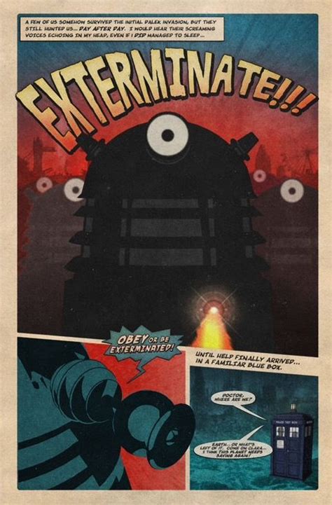 Dalek Vintage Comic Book Page Illustration Daleks By Thearteye Vintage Comic Books Vintage
