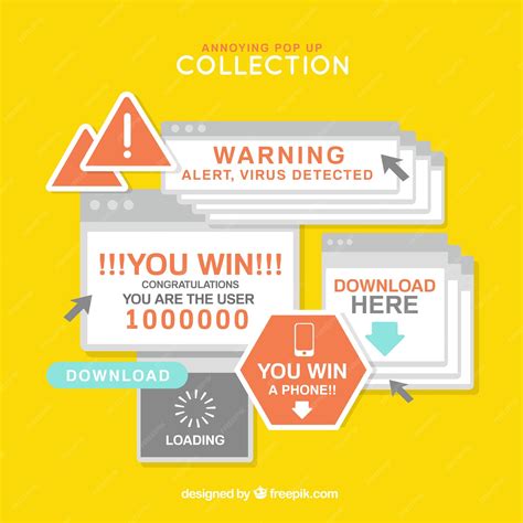 Free Vector Warning Pop Up Template With Flat Design