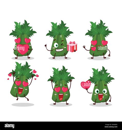 Celery Cartoon Character With Love Cute Emoticon Vector Illustration