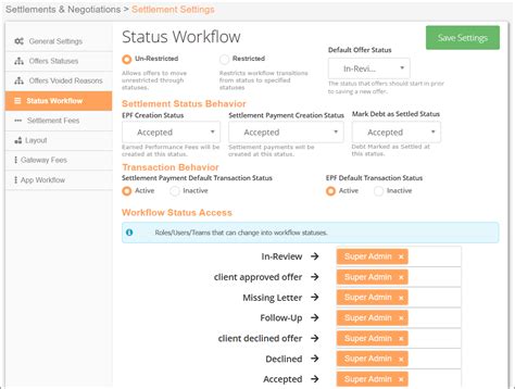 Settlement Status Workflows Forth