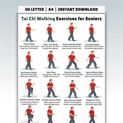 Printable Tai Chi Walking For Seniors Tai Chi Walking Chart Tai Chi