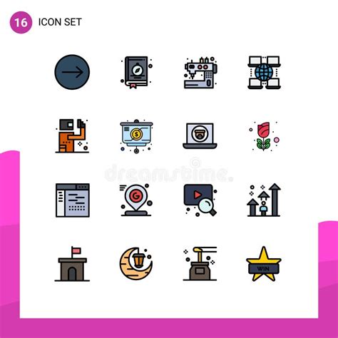 Stock Vector Icon Pack Of 16 Line Signs And Symbols For Kill Assassin