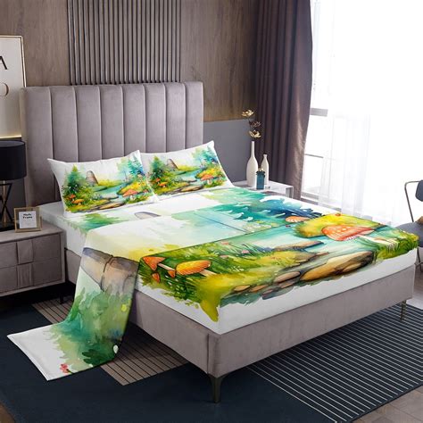 Yst Mushrooms Sheet Set Spring Decor Sheets For Boys Adults Girls