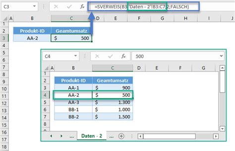 SVERWEIS zwischen Arbeits oder Tabellenblättern Excel GS Automate Excel