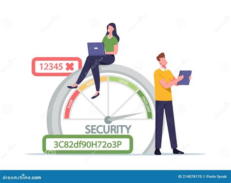 Woman With Laptop And Man With Tablet At Scale Of Password Security