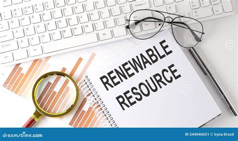 Renewable Resource Text Written On A Notebook With Keyboard Chartand