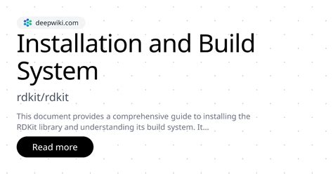 Installation And Build System Rdkitrdkit Deepwiki