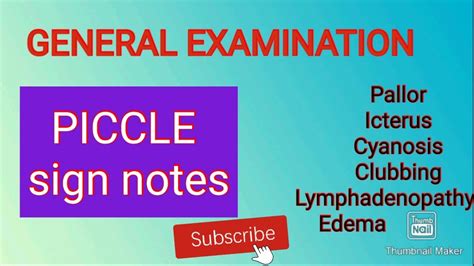 Piccle Sign General Examination Youtube