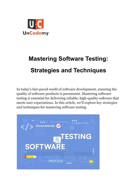 Ppt Mastering Software Testing Strategies And Techniques 1