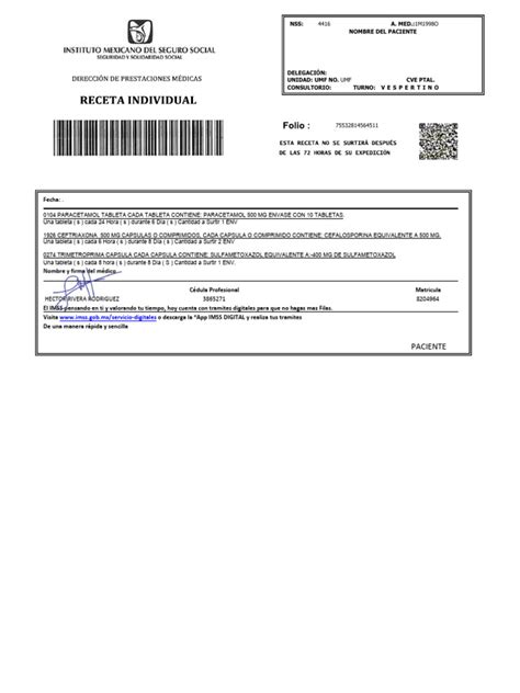 Receta Imss Editable Pdf