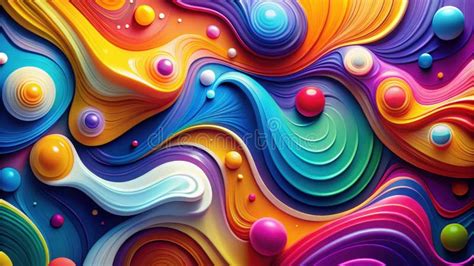 Abstract Colorful Swirling Forms With Vibrant Spheres And Circular Patterns Generative Ai Stock