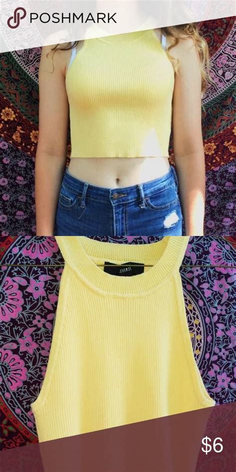 Forever21 Yellow Rib Knit Crop Top Knit Crop Top Crop Tops Black