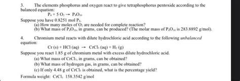 Solved 3 The Elements Phosphorus And Oxygen React To Gi