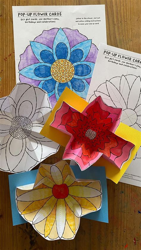 Pop Up Flower Card Printable Template Video Video Pop Up Flower
