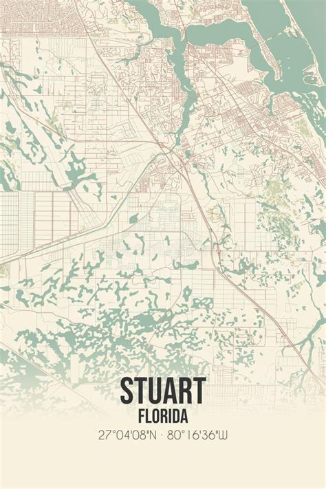 Retro Us Map Of Stuart Florida Vintage Street Map Stock Illustration