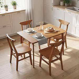 Homcom 5 Piece Solid Wood Dining Table Set For 4 Modern