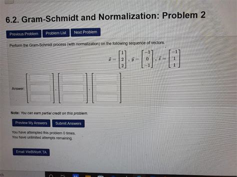 Solved Ch 62 Gram Schmidt And Normalization Problem 2