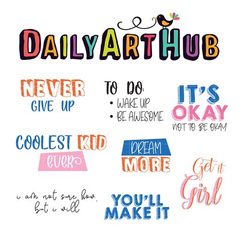 Never Give Up Quotes Clip Art Set Daily Art Hub Graphics
