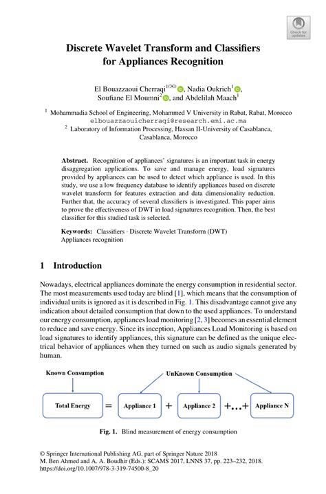pdf discrete wavelet transform and classifiers for appliances recognition