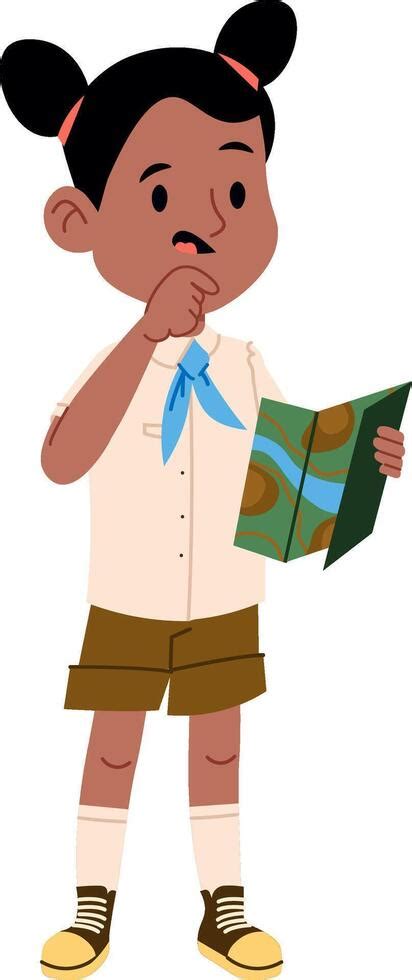 Girl Scout With Map 65691749 Vector Art At Vecteezy