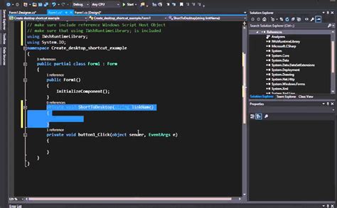 Visual C Create Desktop Shortcut Example Youtube