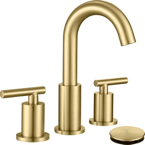 Brushed Gold Bathroom Faucet With Sink Drain And Supply Hose 8 Inch