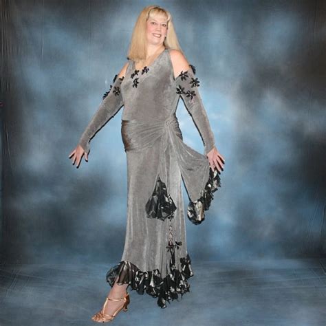 Grey Plus Size Ballroom Dress Black Accents Size 1314 1920