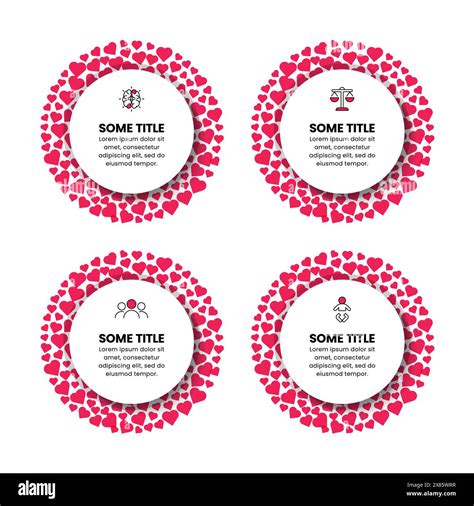 Infographic Template With Icons And 4 Options Or Steps Hearts Can Be Used For Workflow Layout