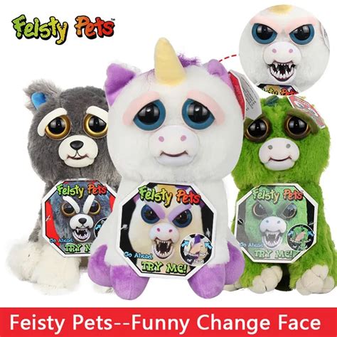 Feisty Pets Stuffed Plush Dolls Toys Soft Short Plush Change Face Cute ...