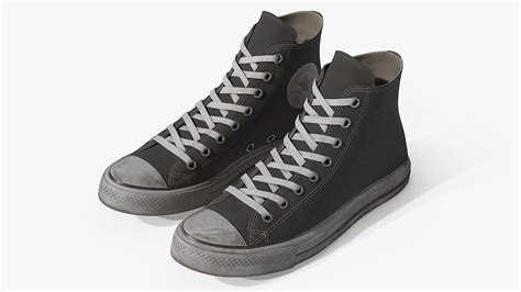 Dirty Converse All Star Black Sneakers Model Turbosquid 2378793