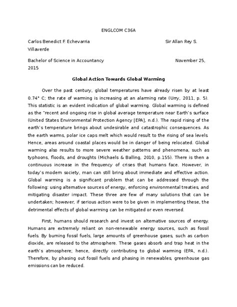 Doc Problem Solution Essay On Global Warming