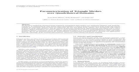Pdf Parameterizationof Triangle Meshes Over Quadrilateral Domains