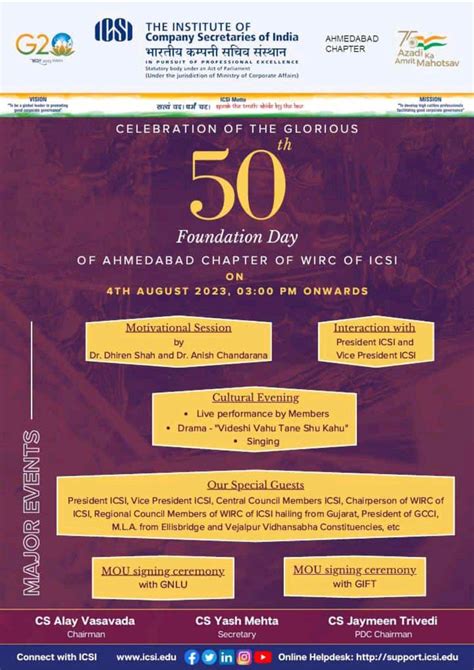 Cs Alay Vasavada On Linkedin Ahmedabad Chapter Of Wirc Of Icsi Is Celebrating The 50th