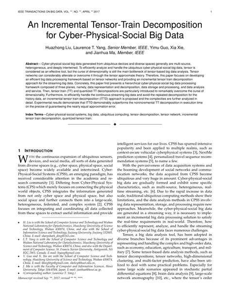 Pdf An Incremental Tensor Train Decomposition For Cyber Physical