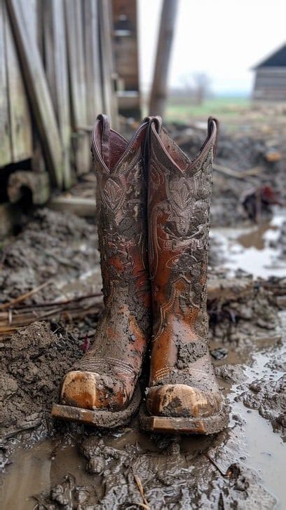 Free Muddy Cowboy Boots Image Mud Boots Cowboy Download At Stockcake