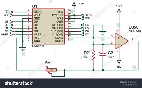 Vector Electrical Circuit Operational Amplifier Resistor Stock Vector