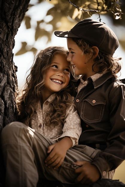Premium Photo Sibling Bonding Under A Trees Shade