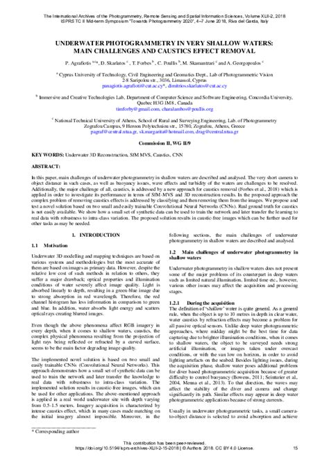 Pdf Underwater Photogrammetry In Very Shallow Waters Main Challenges And Caustics Effect