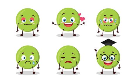 Funny Pea Cartoon Character With Different Pose Activity Illustration